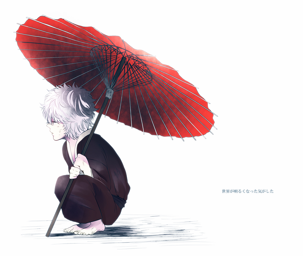 Safebooru - barefoot child gintama japanese clothes kimono parasol red ...