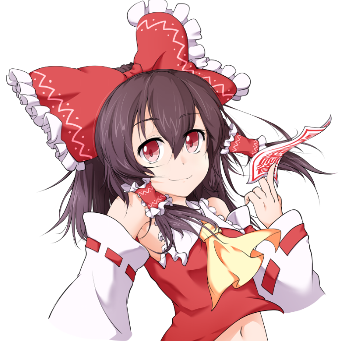 Safebooru - armpits ascot bare shoulders black hair bow bust detached ...