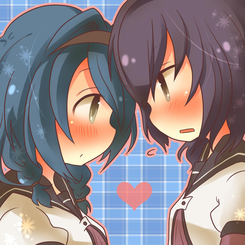 Safebooru - black hair blush braid brown eyes eye contact funami yui ...