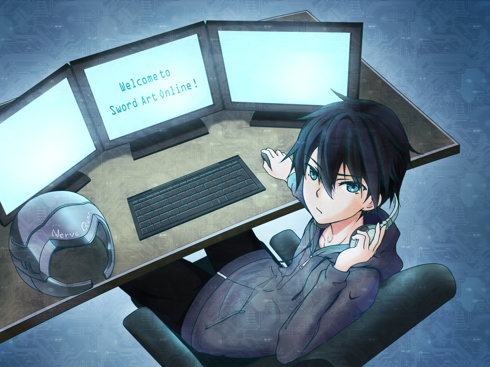 Safebooru - black hair coco3186 computer computer keyboard computer ...