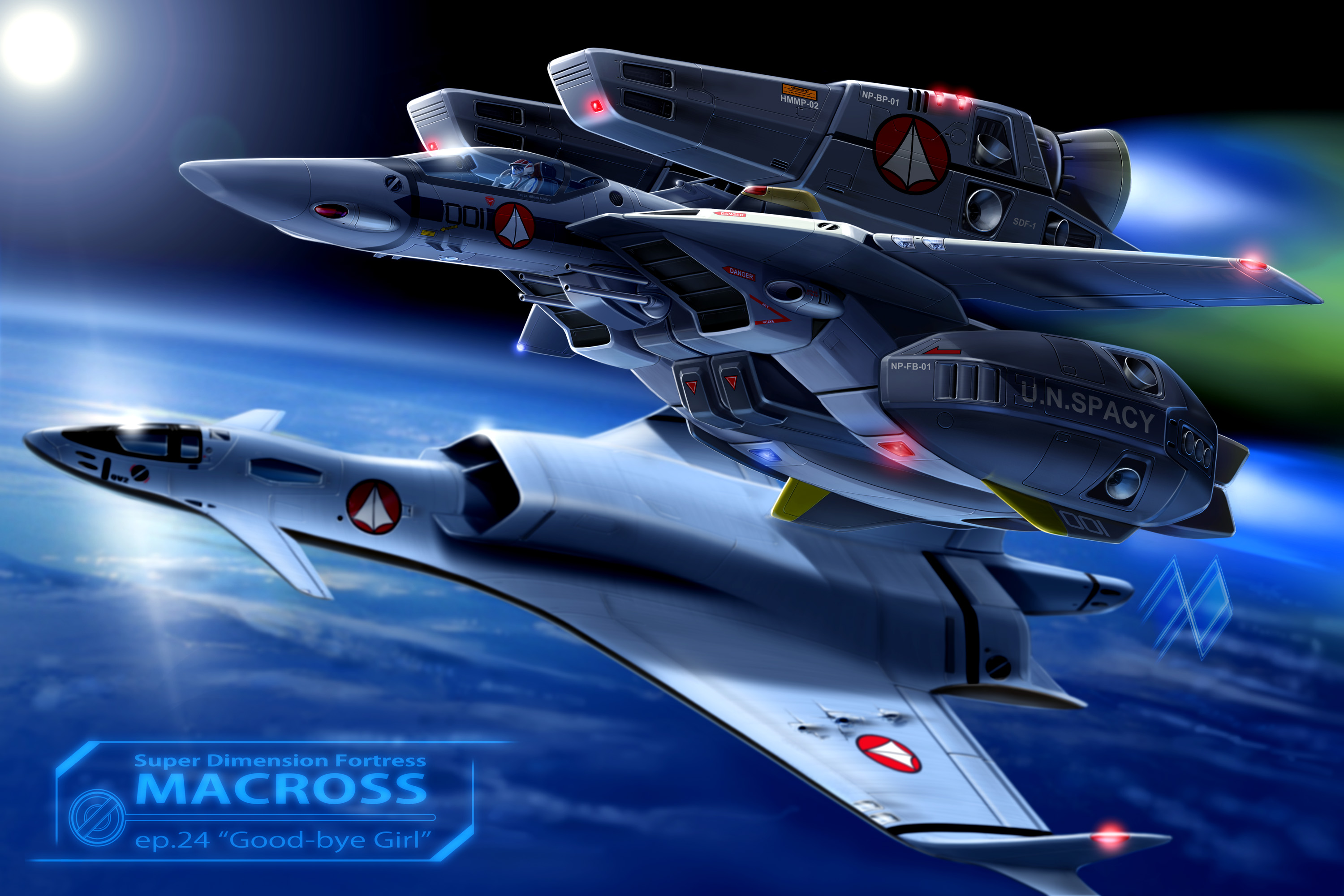 Safebooru - bullet hole canards cannon choujikuu yousai macross cloud clouds damaged earth ...