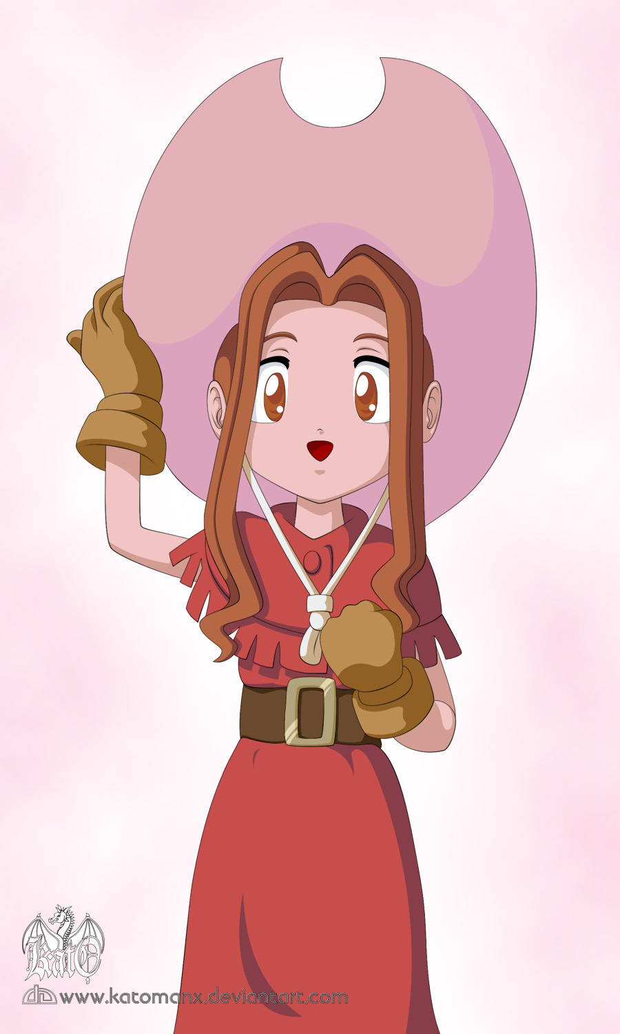 Safebooru - 1girl belt brown hair cowboy hat cowgirl digimon digimon adventure gloves hat ...