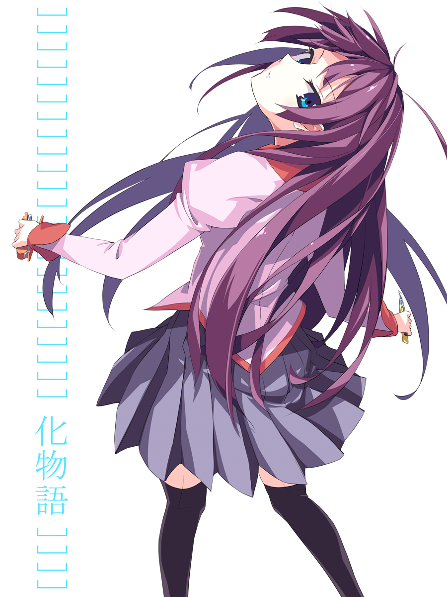 Safebooru - bakemonogatari blue eyes head tilt highres long hair ...