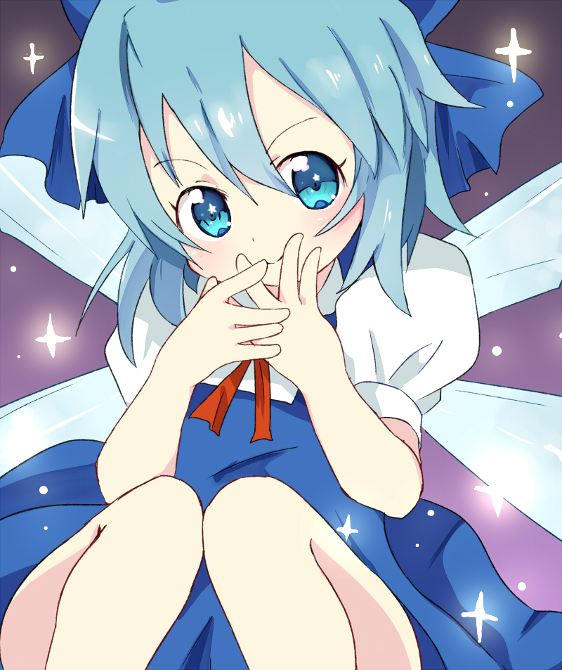 Safebooru - blue eyes blue hair bow cirno dress hair bow miyata short hair smile solo touhou ...