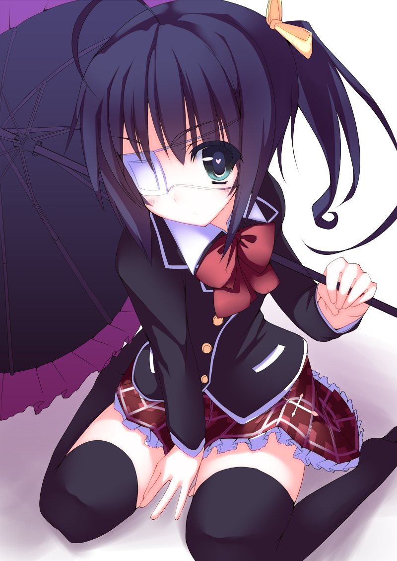 Safebooru - black hair black legwear blue eyes chuunibyou demo koi ga shitai! cross eyepatch ...