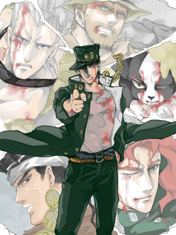 Safebooru - beard blood dekopin08 drawr facial hair gakuran grey hair ...