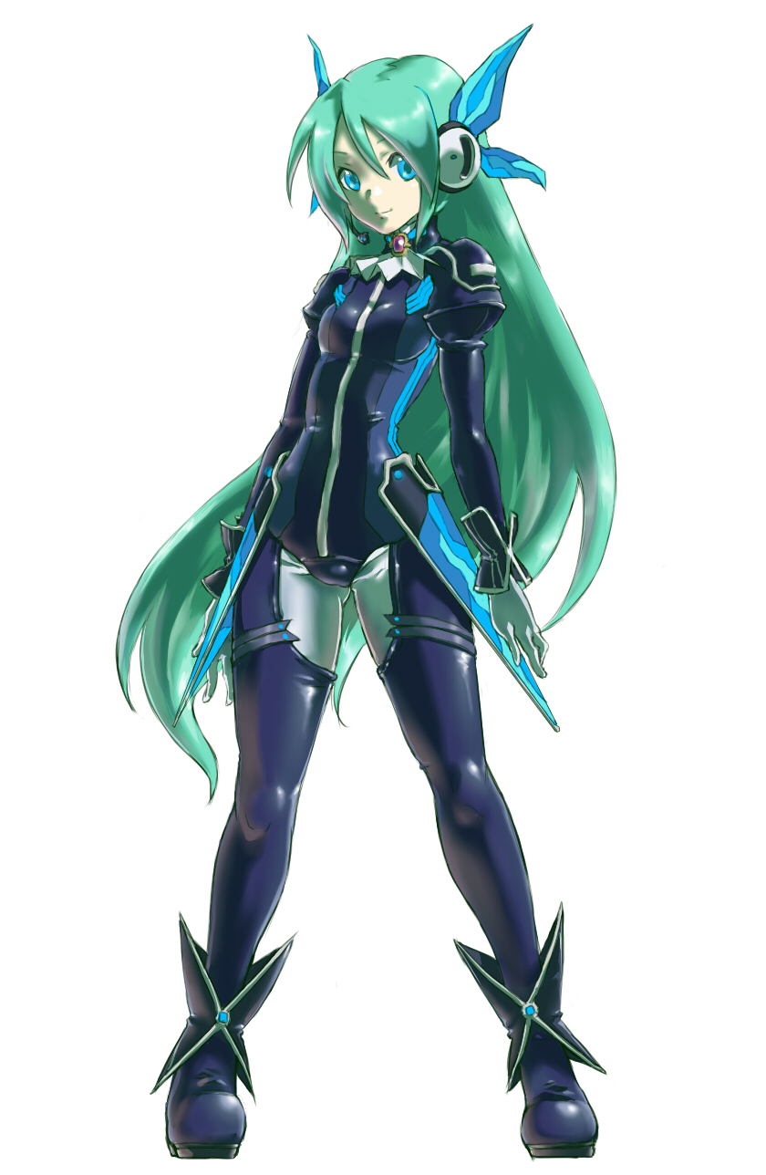 Safebooru - 1girl aqua eyes aqua hair bodysuit hair ornament hatsune miku headset highres ...