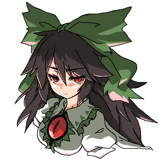 Safebooru - bow bust deku (pixiv26269) frown hair bow long hair red ...