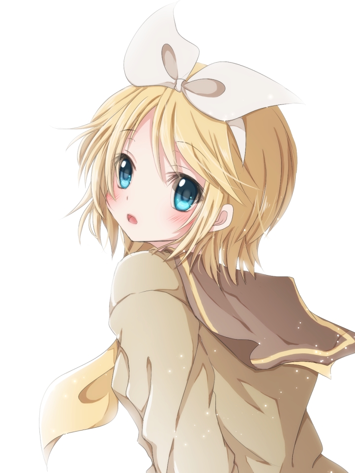 Safebooru - blonde hair blue eyes hair ribbon hiro (hirohiro31) kagamine rin looking back ribbon ...