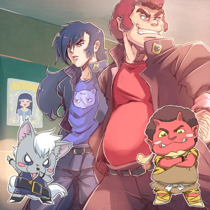 Safebooru - akaooni akaooni (human) aoki reika belt black hair blue ...