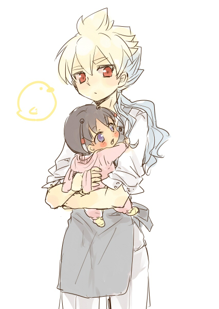 Safebooru - apron baby hair ornament hakuryuu (inazuma eleven) holding ...