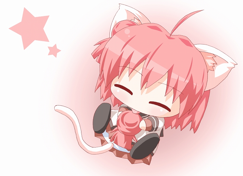 Safebooru - ^ ^ ahoge akaza akari animal ears cat ears cat tail chibi ...