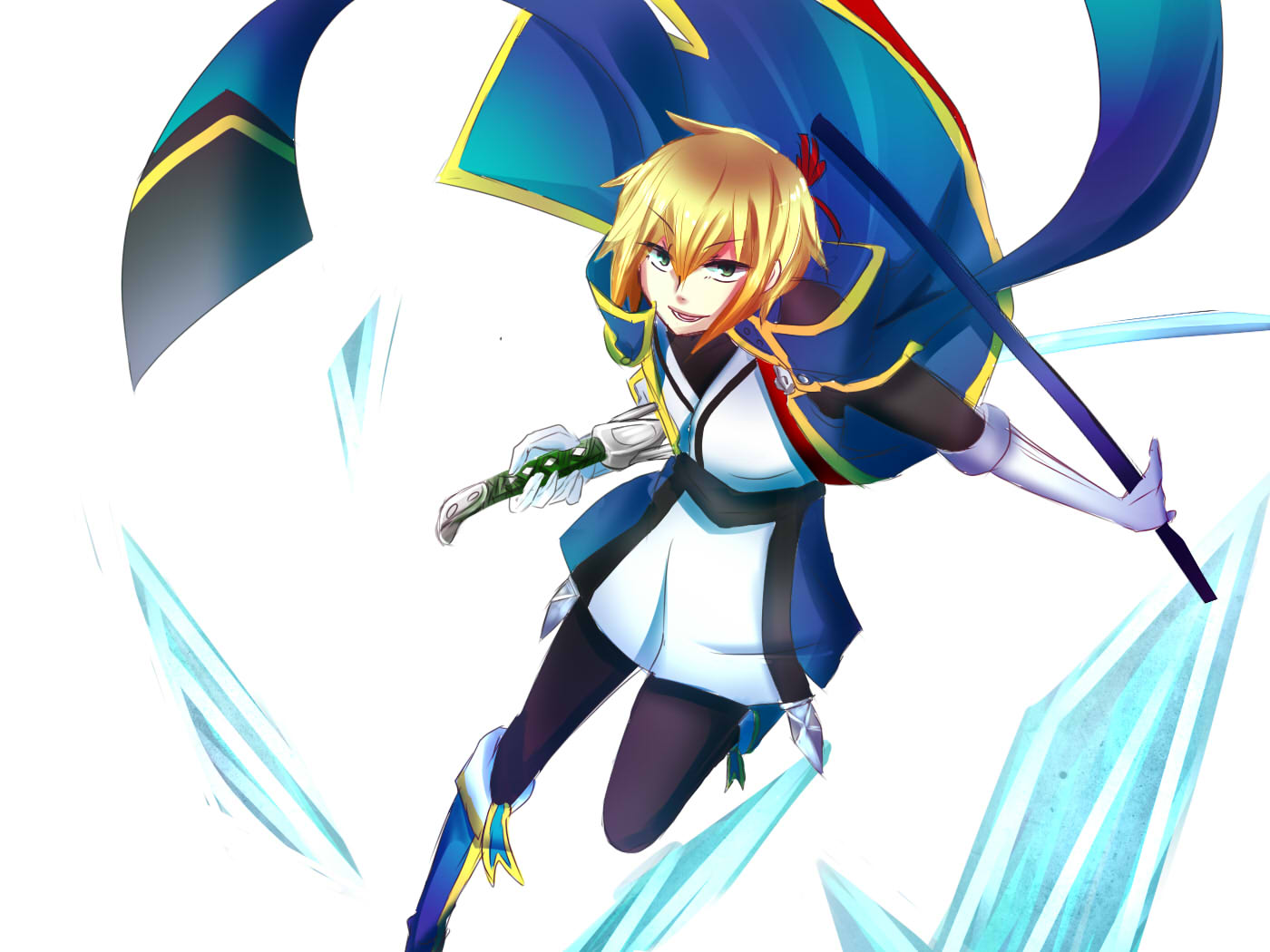 Safebooru 1boy Blazblue Blonde Hair Boots Gloves Green Eyes Ice Jin 8027