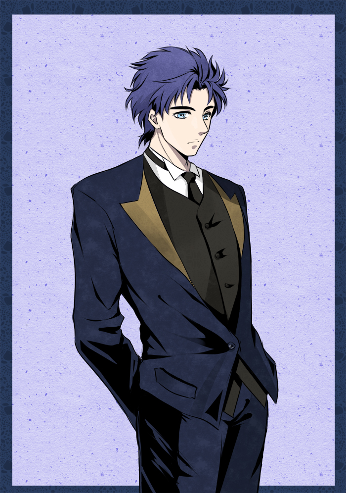Safebooru - 1boy blue eyes blue hair formal jojo no kimyou na bouken jonathan joestar necktie ...