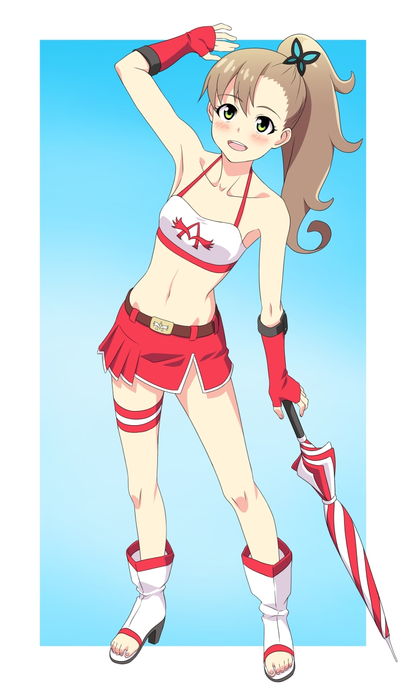 Safebooru - bare shoulders brown hair butterfly hair ornament choker chousoku henkei gyrozetter ...