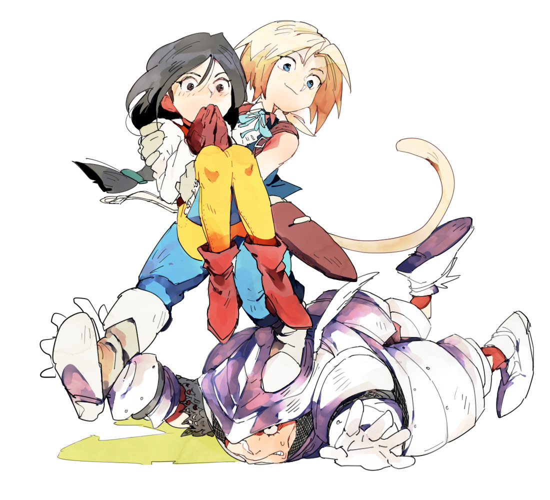 Safebooru - 2boys adelbert steiner armor boots carrying chiro (pez777) covering mouth final ...