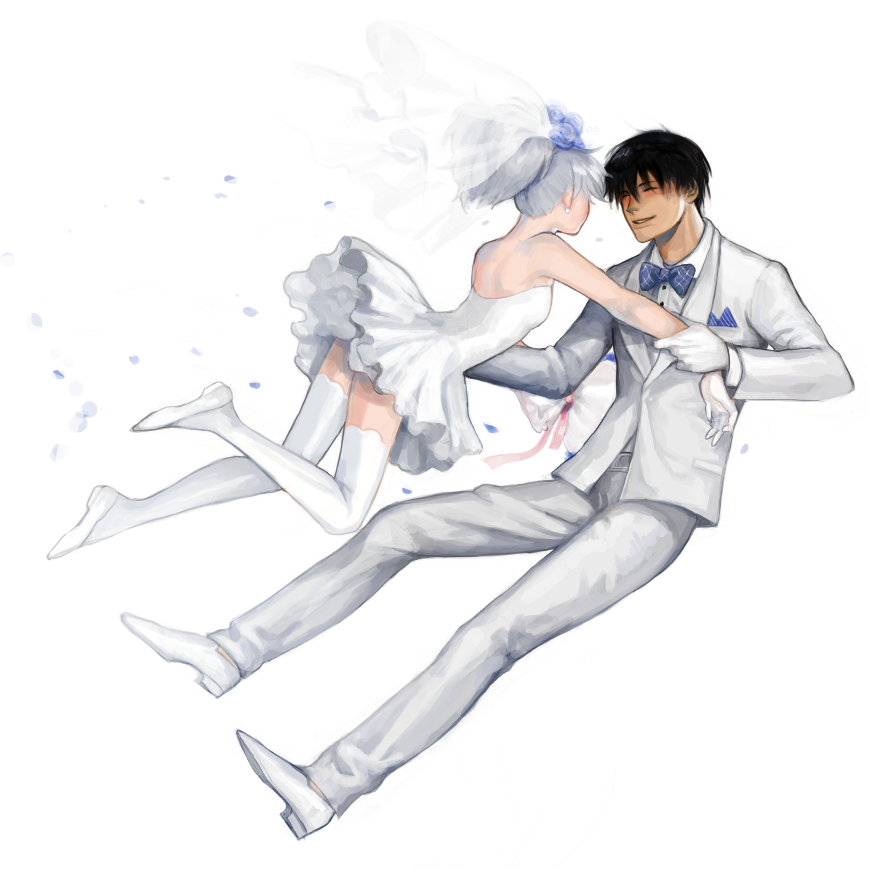 Safebooru 1girl Bare Shoulders Black Hair Bowtie Couple Darker Than 8311