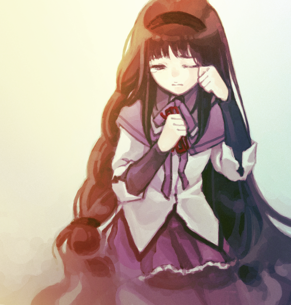 Safebooru - 1girl akemi homura braid fuuka (fukasheu) hair half undone long hair magical girl ...