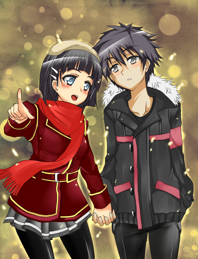 Safebooru - 1boy 1girl agetama black hair blue eyes brother and sister ...