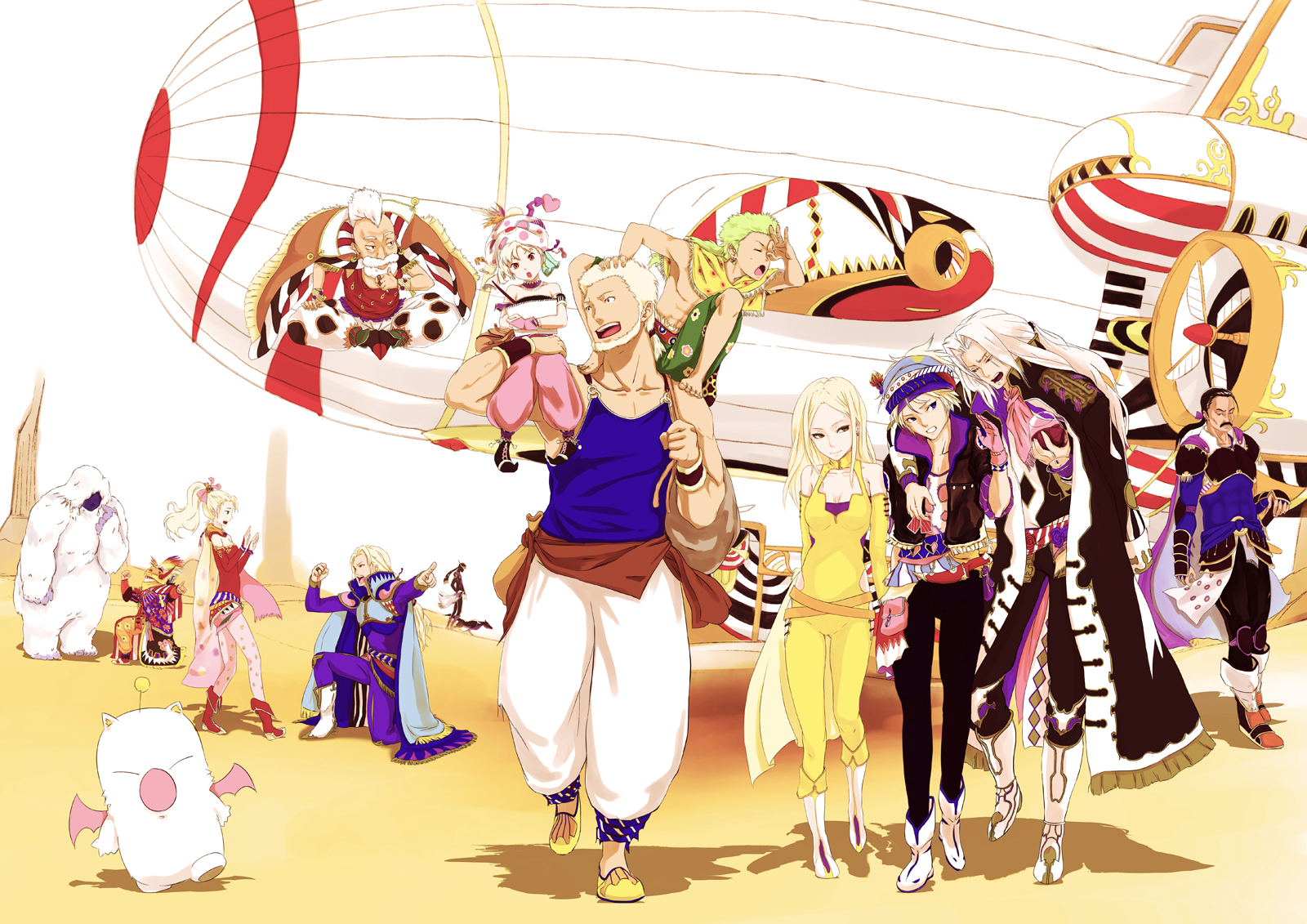 Safebooru - 3girls 6+boys black hair blonde hair cape cayenne garamonde ...