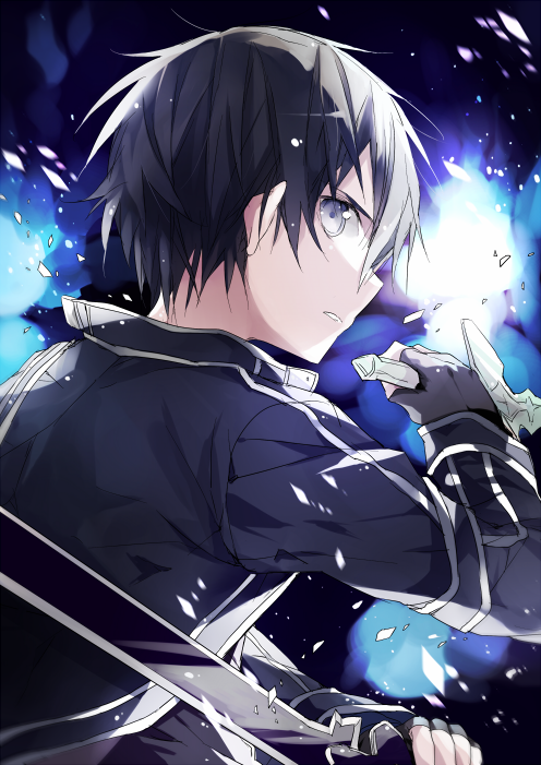 Safebooru - 1boy black eyes black hair dual wielding from behind jianmo ...