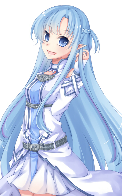 Safebooru - 1girl asuna (sao) asuna (sao-alo) belt blue eyes blue hair detached sleeves long ...