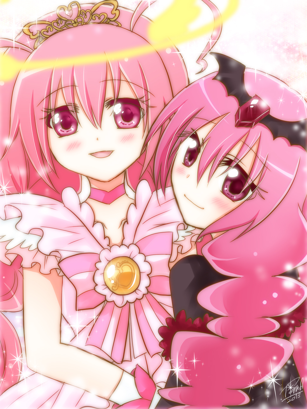 Safebooru - 2girls asahi tooru bad end happy bad end precure bat wings ...