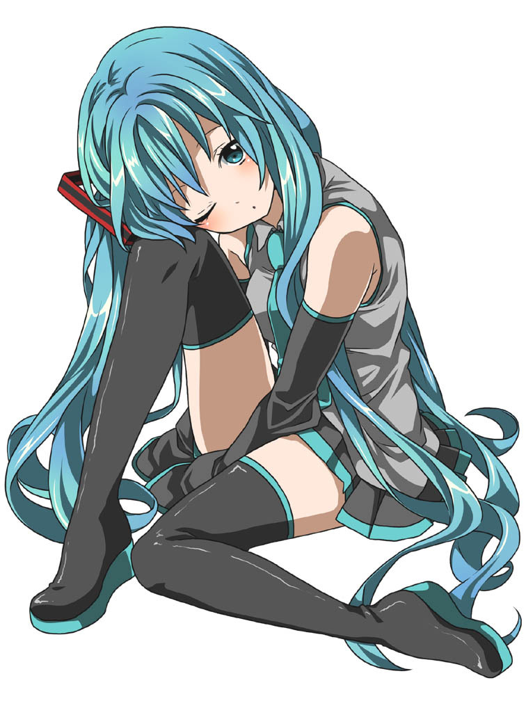 Safebooru - 1girl aqua eyes aqua hair boots detached sleeves hatsune miku long hair mary0524 ...