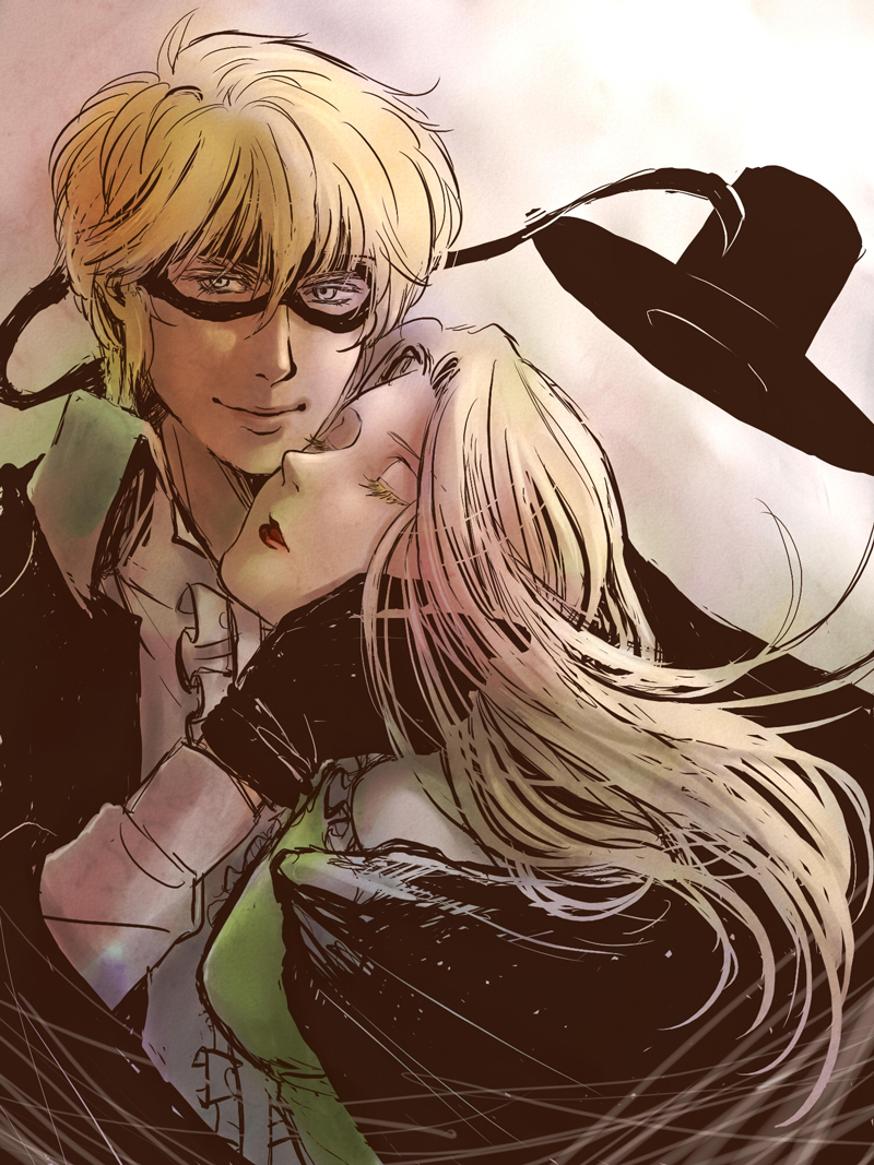 Safebooru - blonde hair blue eyes cape closed eyes frilled shirt gloves hat kaiketsu zorro light ...