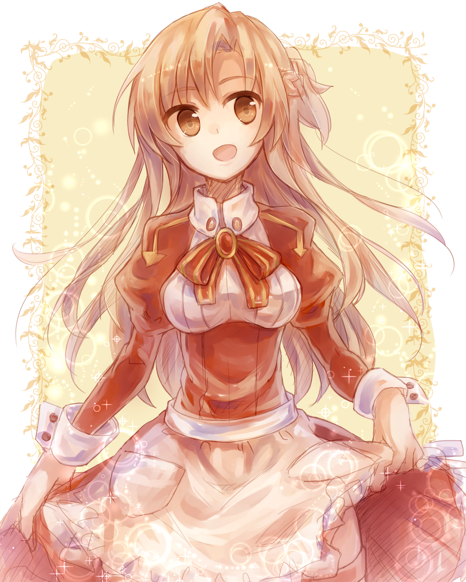 Safebooru - 1girl apron asuna (sao) brown eyes brown hair dress dress ...