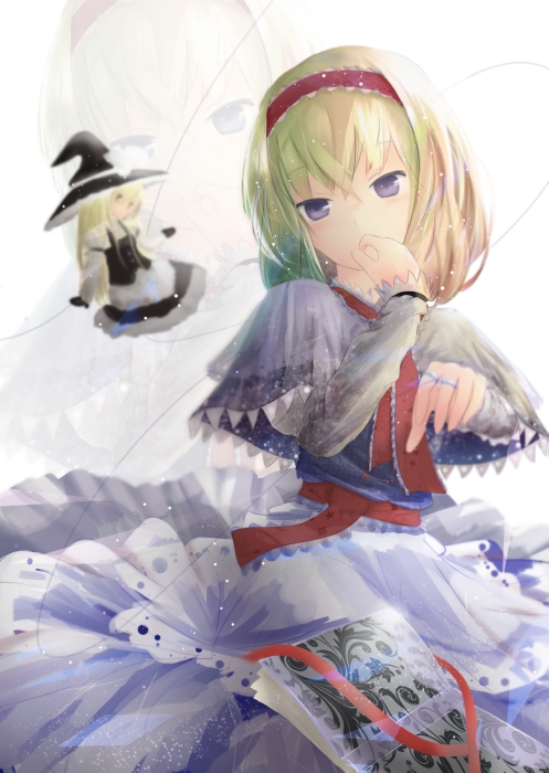 Safebooru - 1girl alice margatroid apron blonde hair blue dress blue eyes book capelet character ...