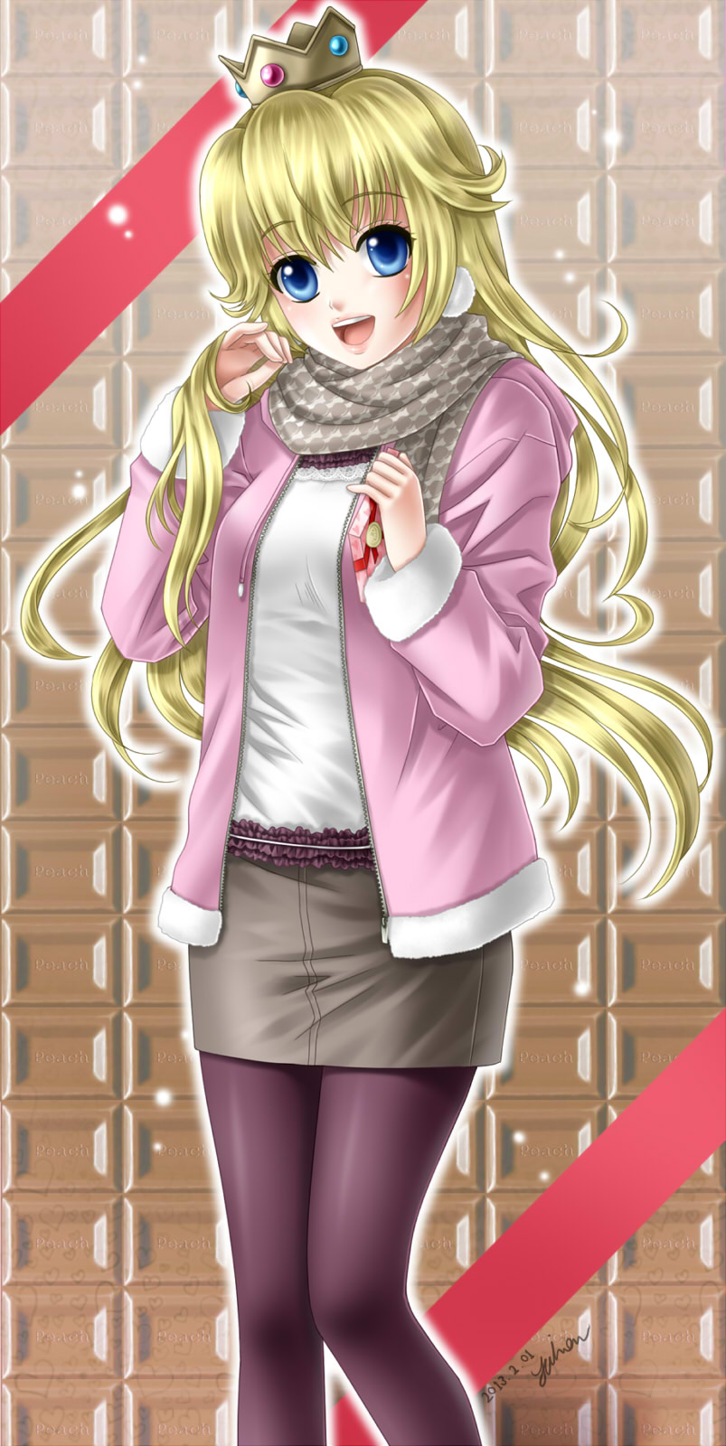 Safebooru - 1girl blonde hair blue eyes casual chocolate contemporary ...