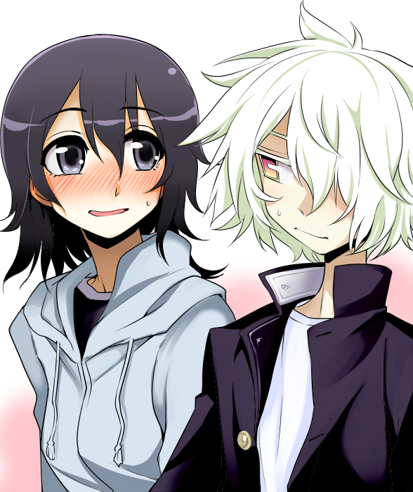 Safebooru - 1boy 1girl black hair blue eyes blush female gakuran hair ...