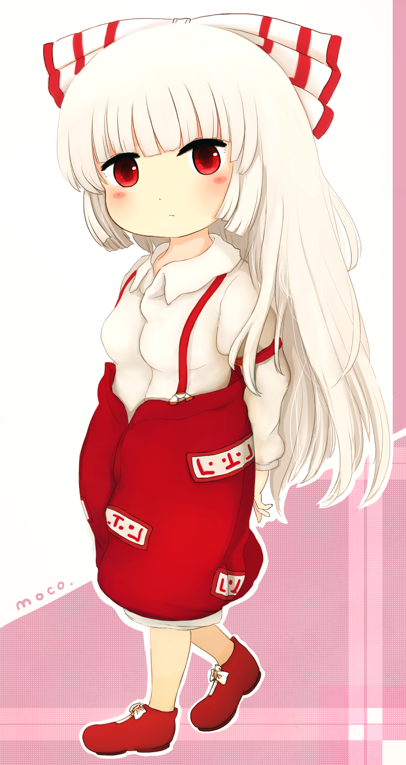 Safebooru - 1girl blush bow chibi fujiwara no mokou hair bow hat ...