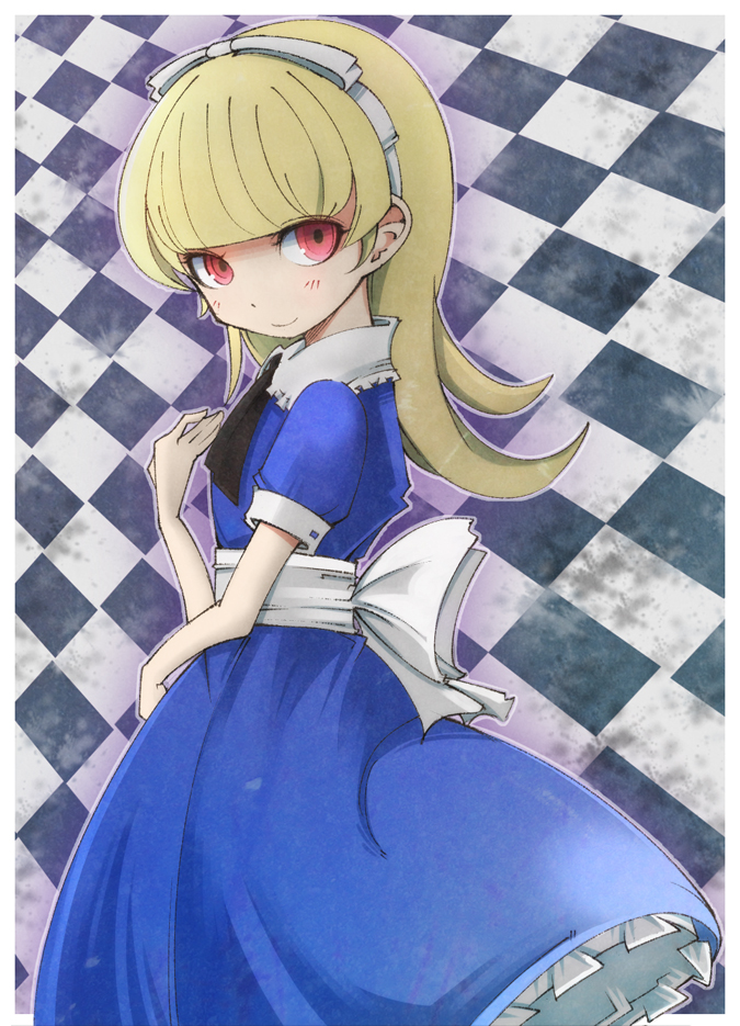 Safebooru - alice (megami tensei) bangs blonde hair blue dress blunt bangs bow bowtie devil ...