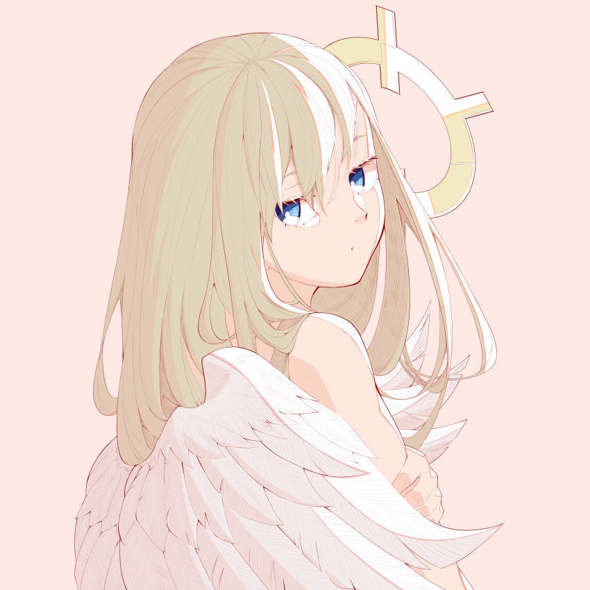Safebooru - 1girl absurdres angel angel wings blonde hair blue eyes ha kang halo highres long ...