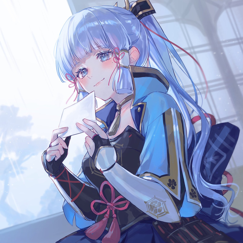 Safebooru - 1girl arm guards black gloves blue eyes blue hair blunt bangs blunt tresses closed ...