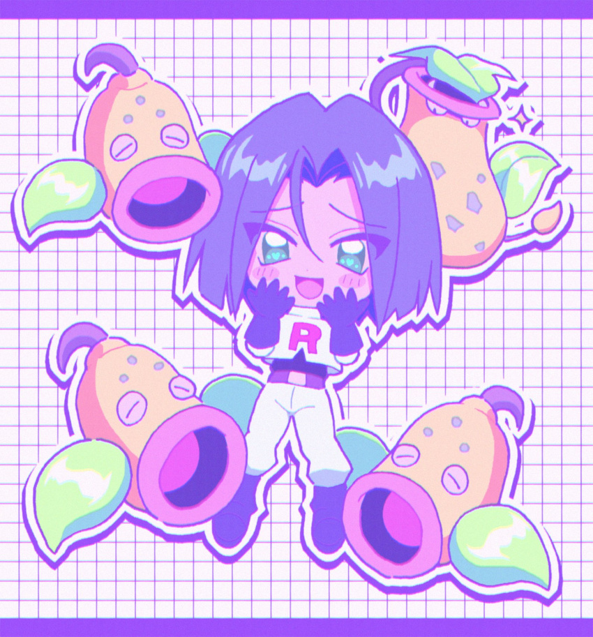 Safebooru - 1boy blush boots chibi gloves green eyes happy highres ...