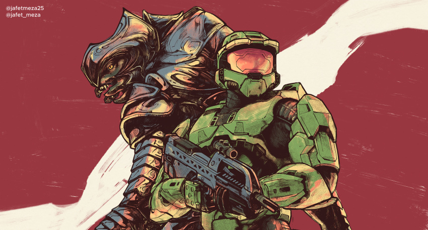 Safebooru - 2boys alien arbiter armor back-to-back battle rifle br55 ...