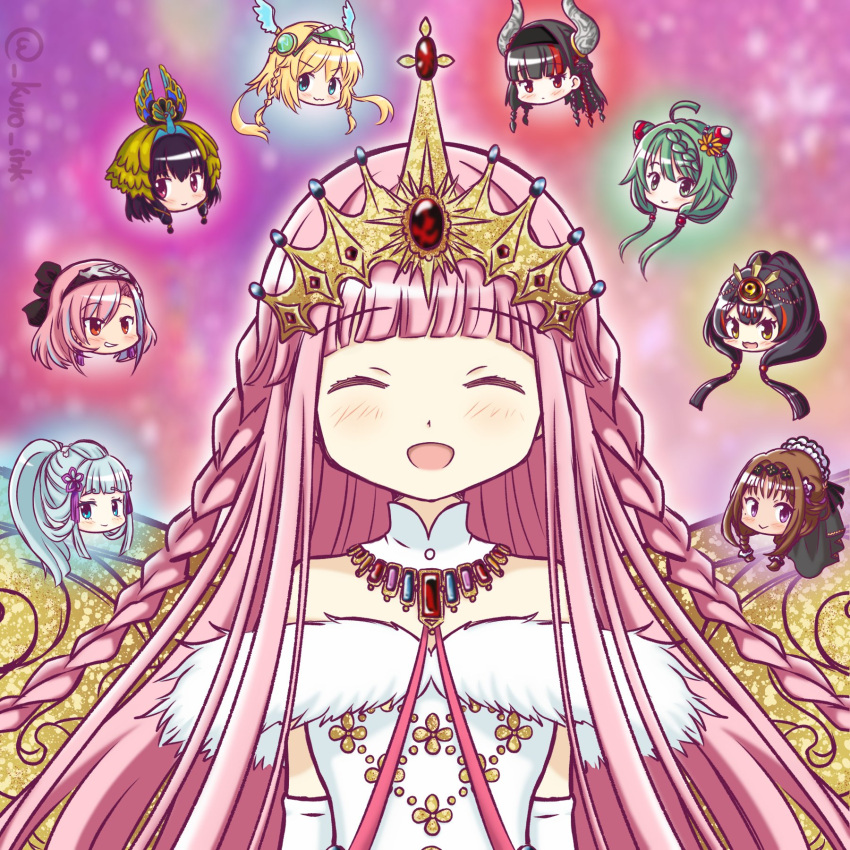 Safebooru - 6+girls braid character request crown head only highres ...