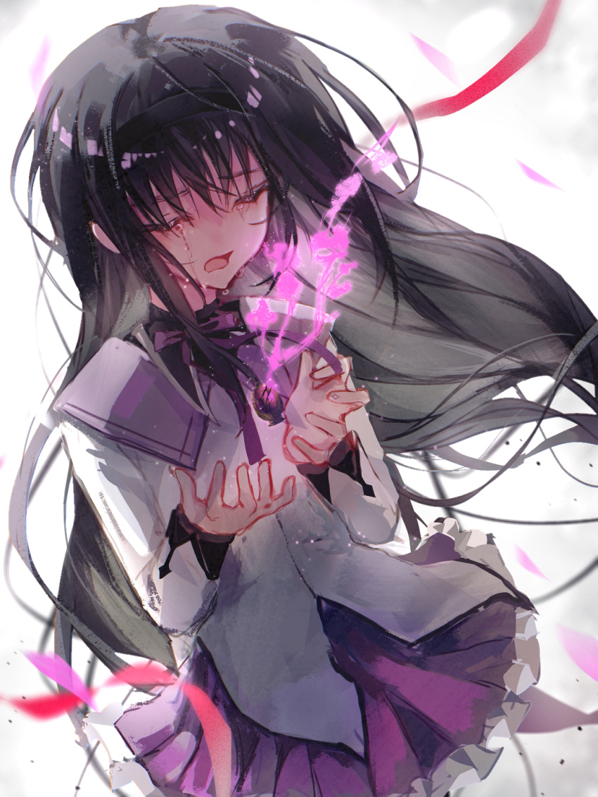 Safebooru - 1girl akemi homura black capelet black hair black hairband ...