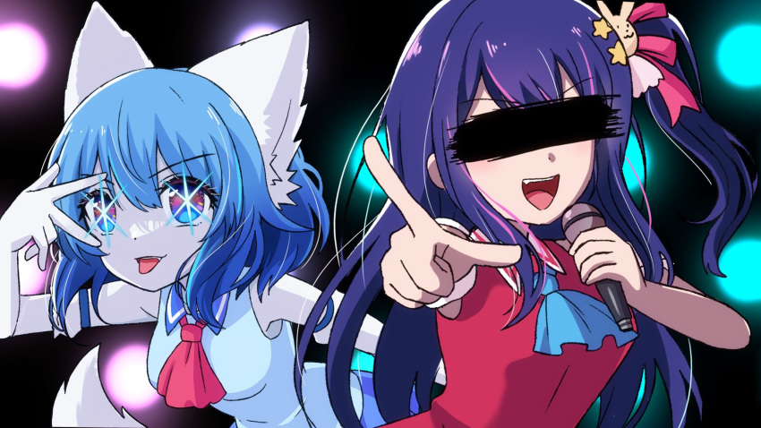 Safebooru - 2girls :d :p animal ears artist self-insert blue sailor ...