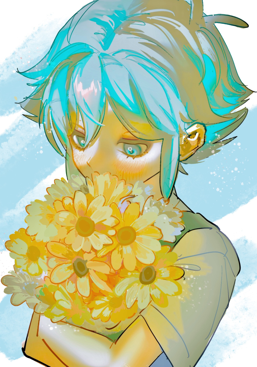 Safebooru - 1boy basil (headspace) (omori) basil (omori) blush bouquet ...