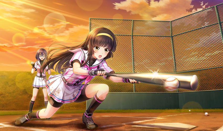 Safebooru - 2girls baseball baseball (object) baseball base baseball bat baseball mitt baseball ...