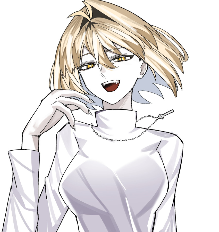 Safebooru - 1girl arcueid brunestud blonde hair breasts fangs ...