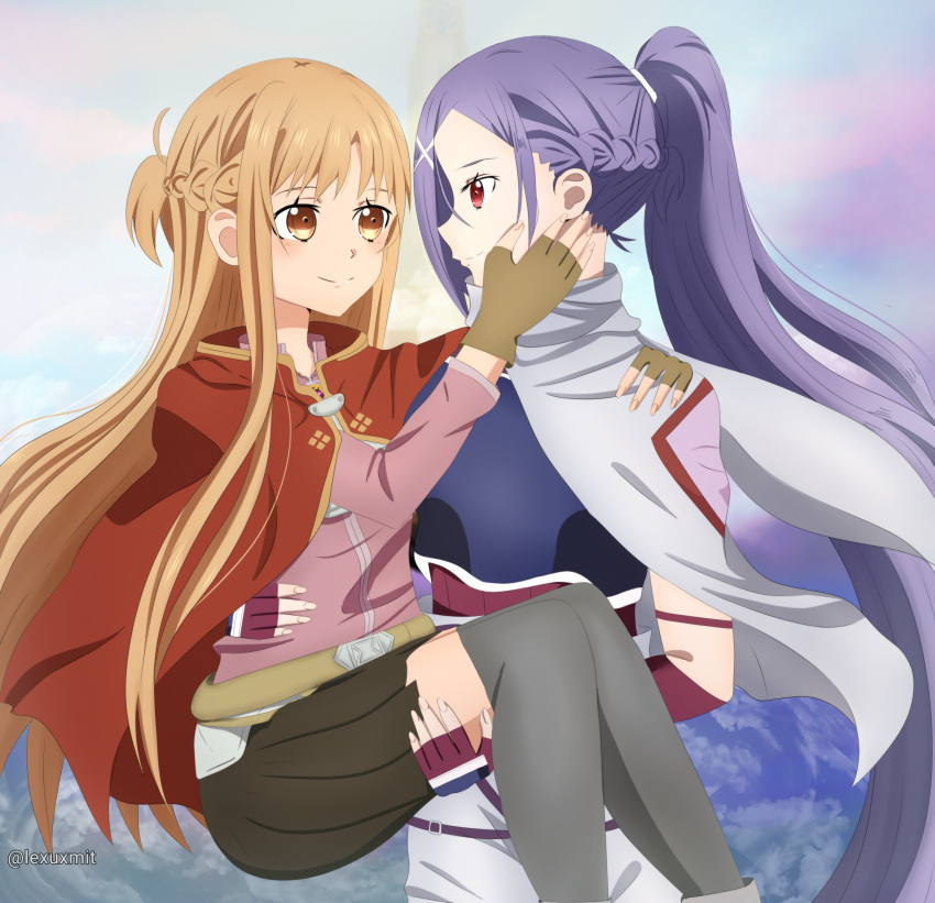 Safebooru - 2girls absurdres armor asuna (sao) belt blush brown eyes ...