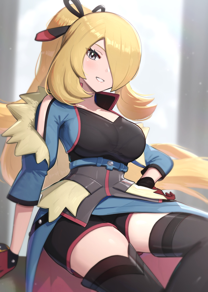 Safebooru - 1girl absurdres black ribbon blonde hair blush breasts closed mouth collarbone ...