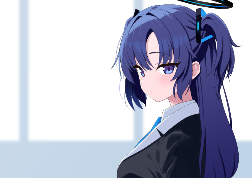 Safebooru - 1girl absurdres afro (afrodite ja) black jacket blazer blue archive blurry blurry ...