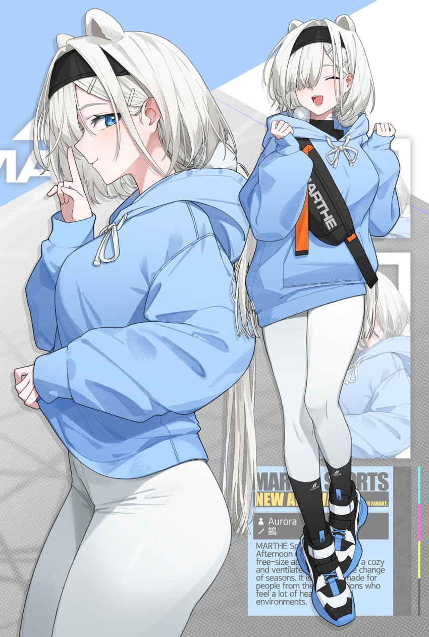 Safebooru - 1girl animal ears arknights aurora (arknights) bear ears black hairband blue eyes ...