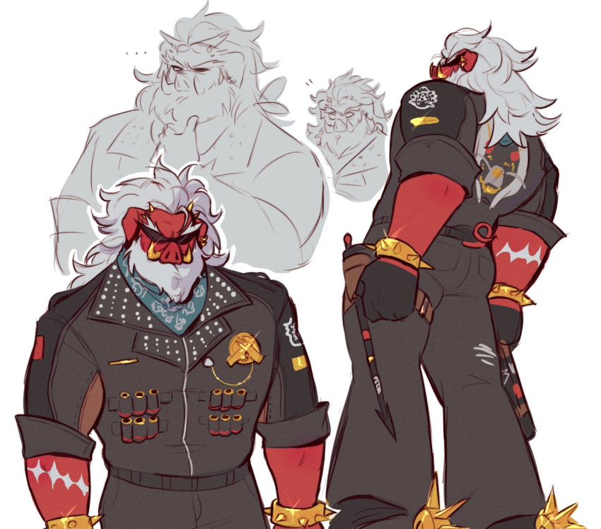 Safebooru - 1boy bandana beard big daddy (zenless zone zero) boar boy ...